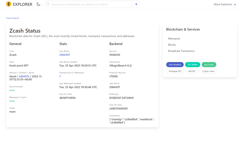 ZEC Block Explorer - Z.Cash